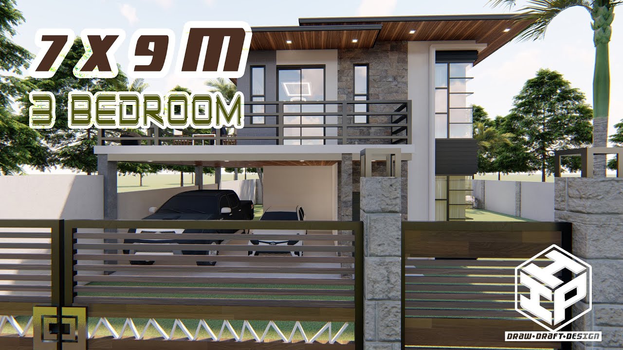 D07 - 7X9 METERS HOUSE DESIGN | 3 BEDROOMS #Smallhousedesign # ...