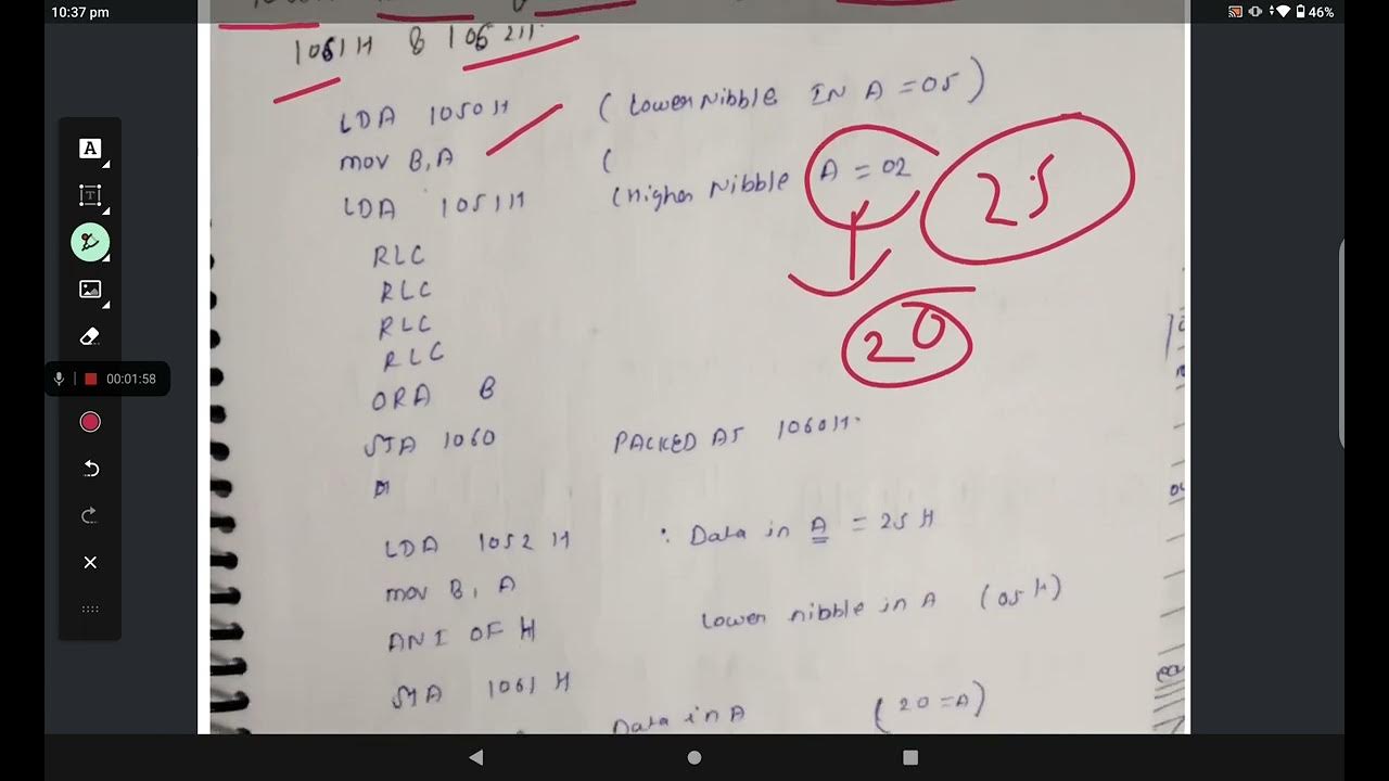 packing and unpacking program in 8085 microprocessor - YouTube