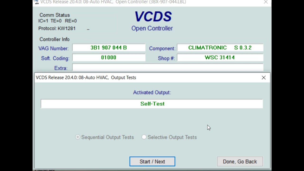 VCDS - Self Test Climatronic - YouTube