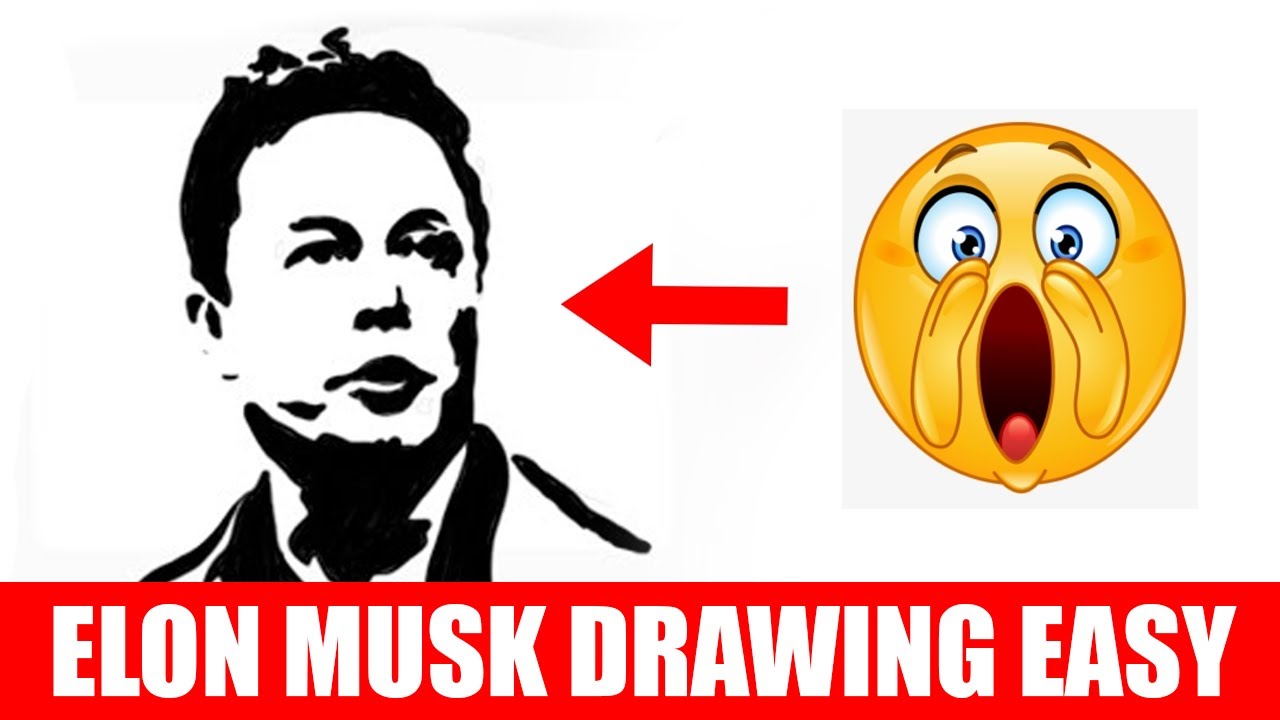 Elon Musk Drawing | Easy way to Draw Elon Musk | Elon Musk black and ...
