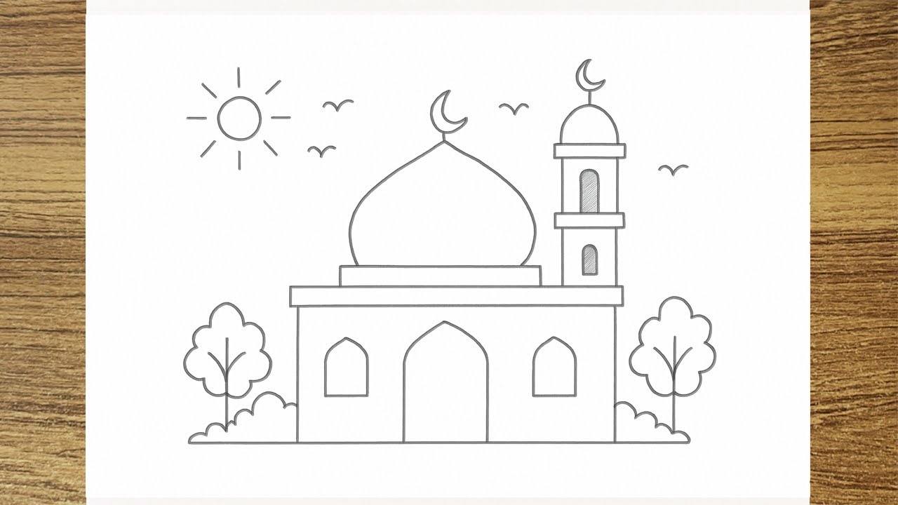 🕌 Easy Mosque Drawing for Kids | Simple Pencil Sketch Tutorial ️ - YouTube
