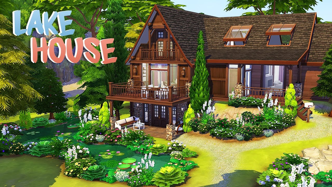 LAKE HOUSE ON A HILL 🌸 | The Sims 4 | Speed Build - YouTube