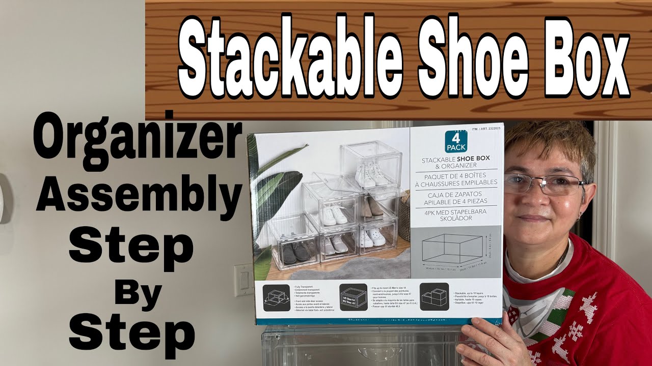 Stackable Shoe Box Organizer Assembly Step By Step- From Costco - YouTube