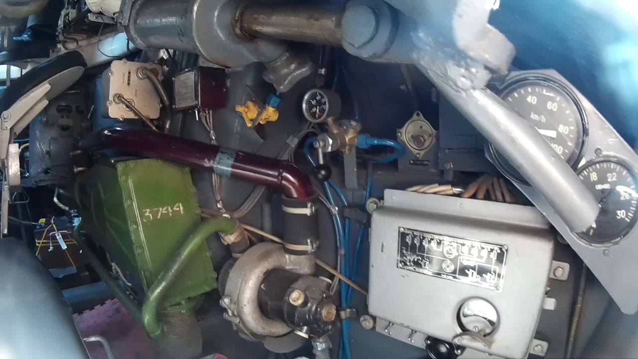 Inside the driver compartment of the Soviet T34/85 main battle tank ...