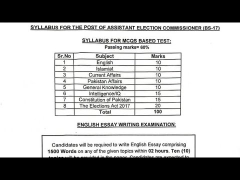Assistant Election Commissioner ECP 2025 | Complete Syllabus & Latest ...