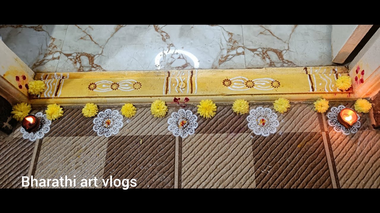 Easy border rangoli design | doorstep rangoli | apartment rangoli ...