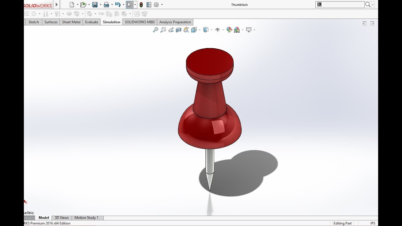 Solidworks Tutorial_Modeling Thumbtack (EASY) - YouTube