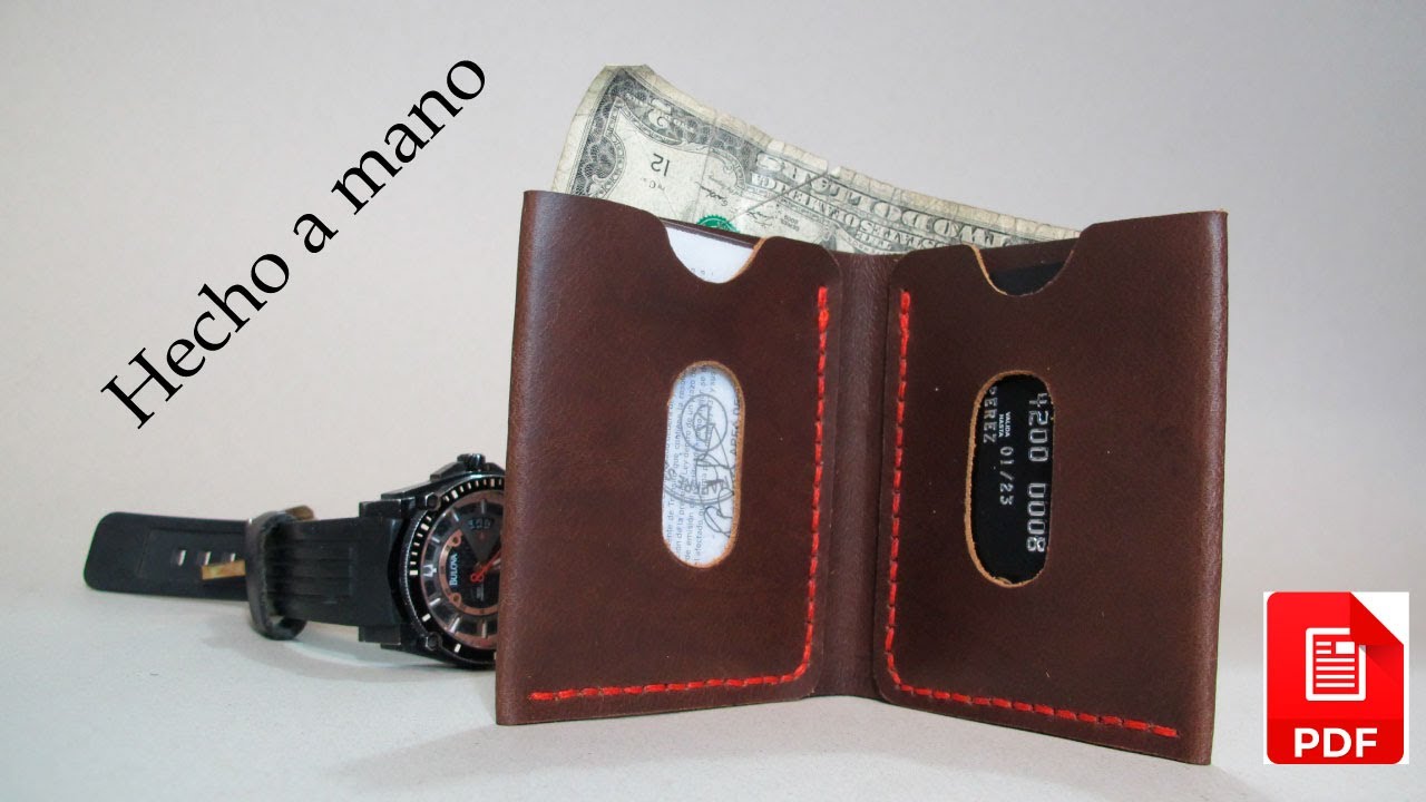 Billetera MInimalista, cosida a mano, (Patrones PDF). Diseño sencillo ...