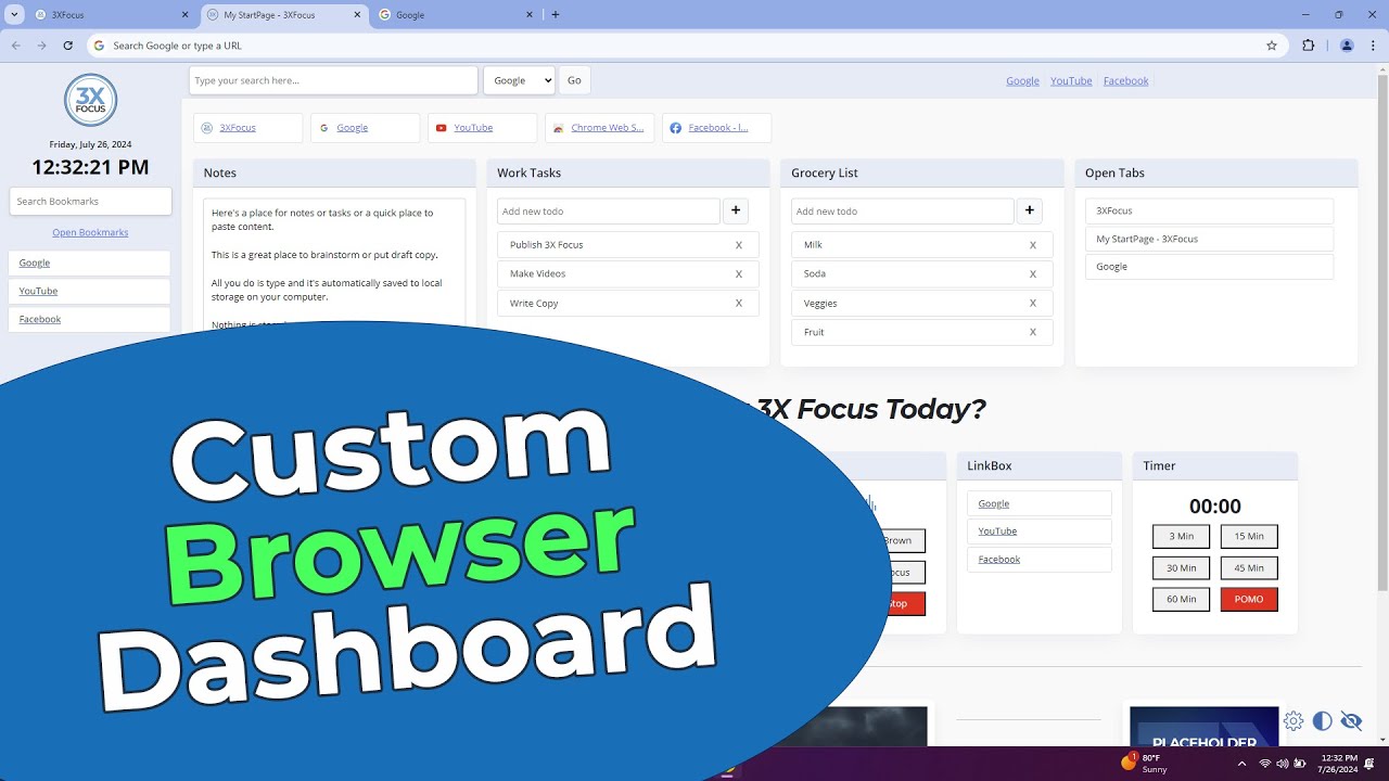 Custom Browser Start Page and Dashboard - YouTube