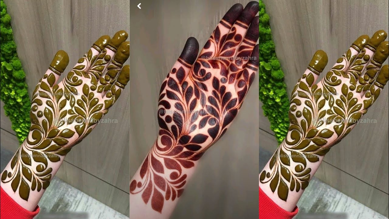 Most beautiful leaves mehndi design || Design for both sides || Henna ...