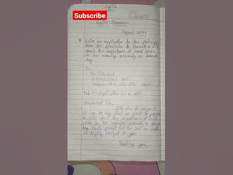 FORMAL LETTER CLASS 8 Write an application to the principal take the ...