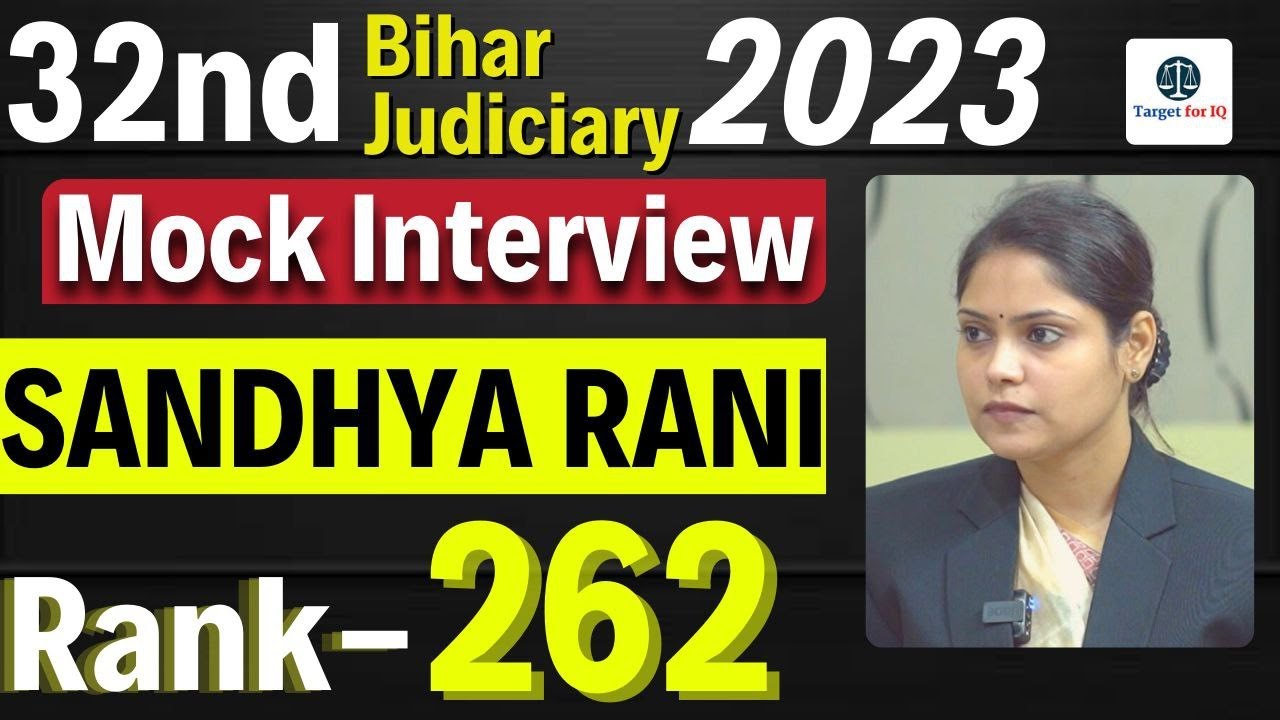 Sandhya Rani | Rank-262 | Mock Interview | 32nd Bihar Judiciary 2023 ...