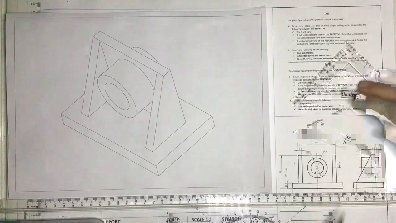 Mechanical drawing sectional right view - YouTube