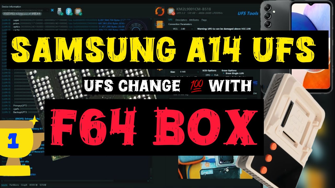 Samsung_A14_5G_UFS_Chip Replacement Using F64 Box – Step-by-Step Guide ...