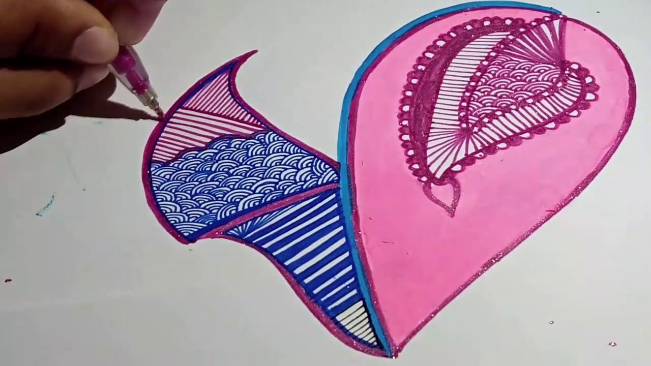 Pink and blue doodle art|Easy art - YouTube