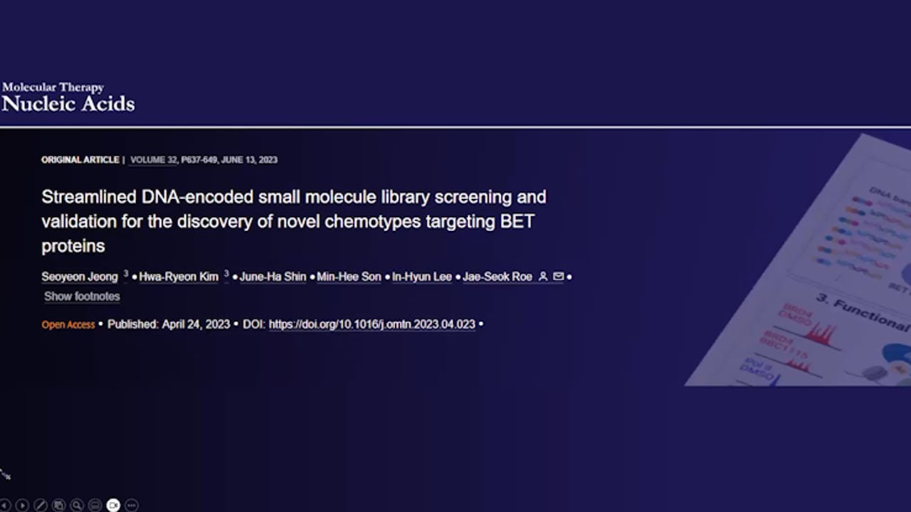 DNA-encoded Library 스크리닝을 이용한 새로운 케모타입의 BET 억제제의 규명 및 검증 - YouTube