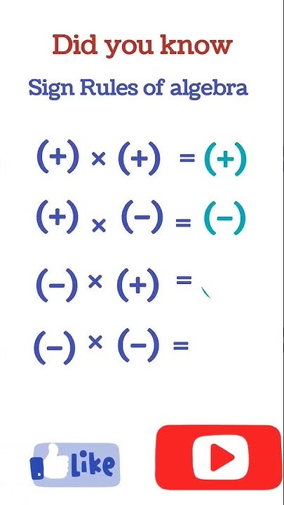 Did you know the sign rules of algebra #easymaths #algebra #mathematics ...