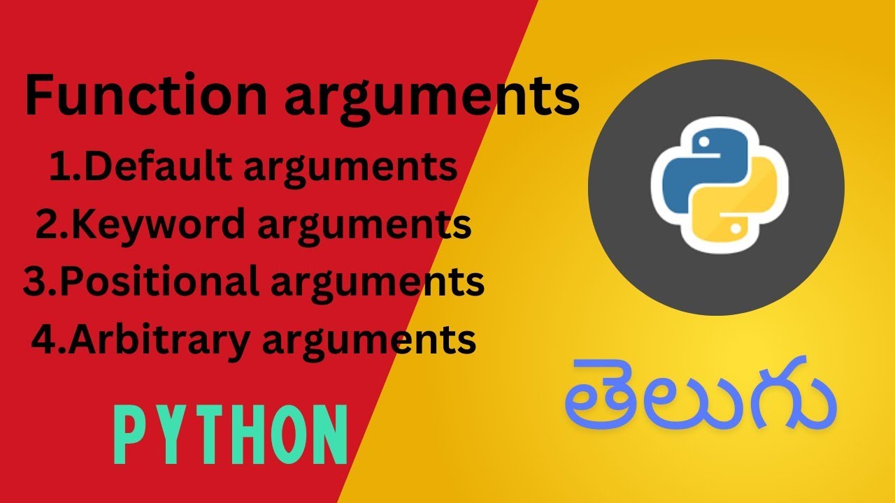 function arguments in python in telugu|parameterized|arbitrary|arguments in python in telugu ...