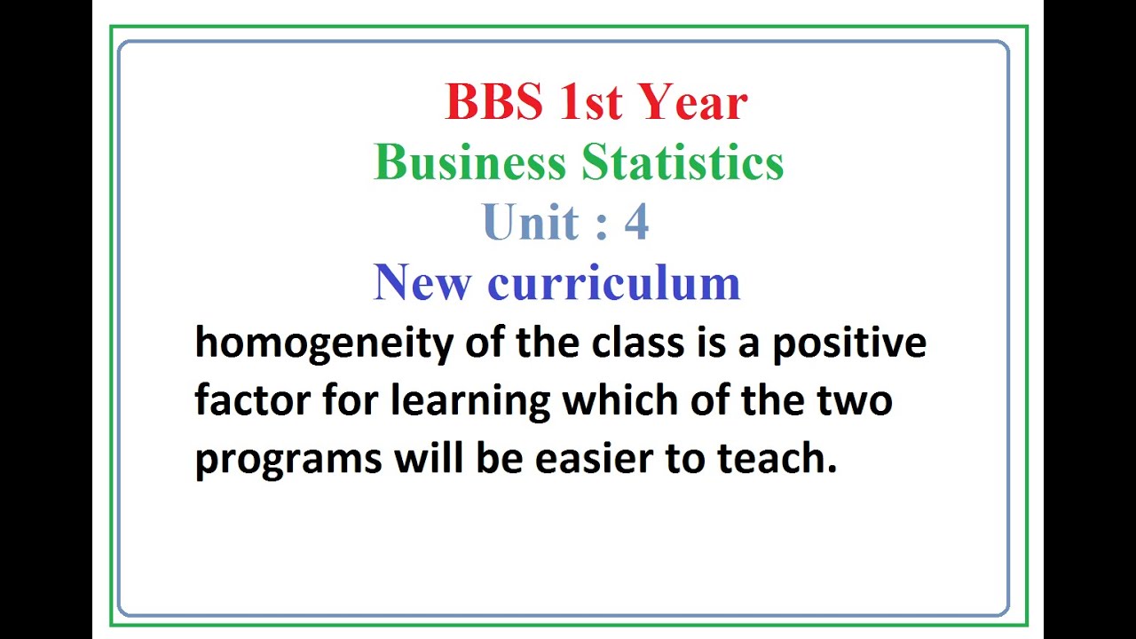 BBS 1st Year : Business Statistics, Unit : 4 - YouTube