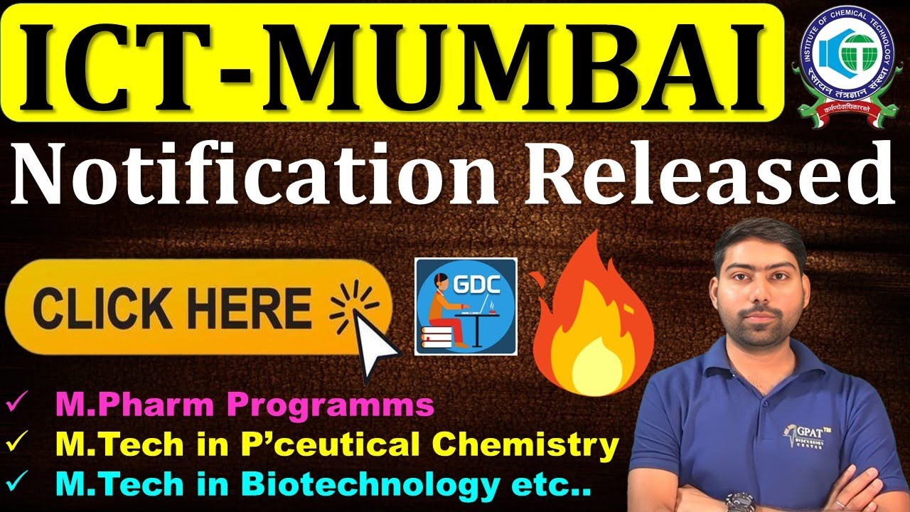 ICT MUMBAI M.PHARM ADMISSION 2024-25 NOTIFICATION RELEASED | ICT MUMBAI MASTER PROGRAMM # ...