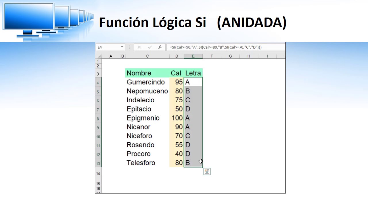 Función Lógica SI anidada - YouTube