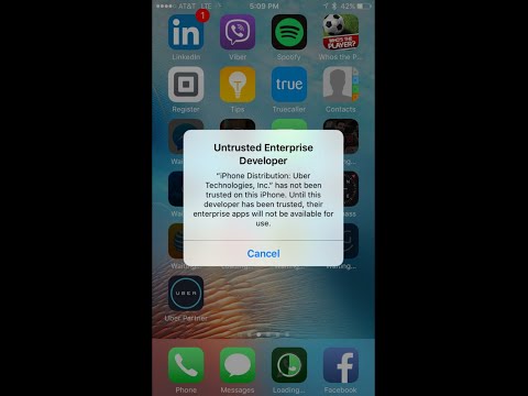 Uber Untrusted Enterprise Developer Driver App Fix on IOS 9 or Higher
