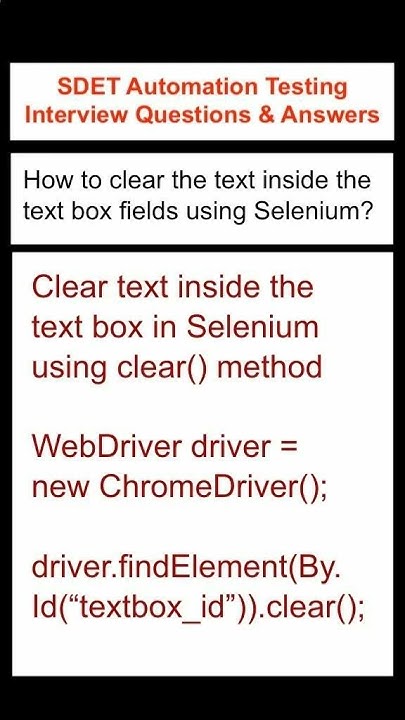 How to clear the text inside the text box field using Selenium? SDET ...