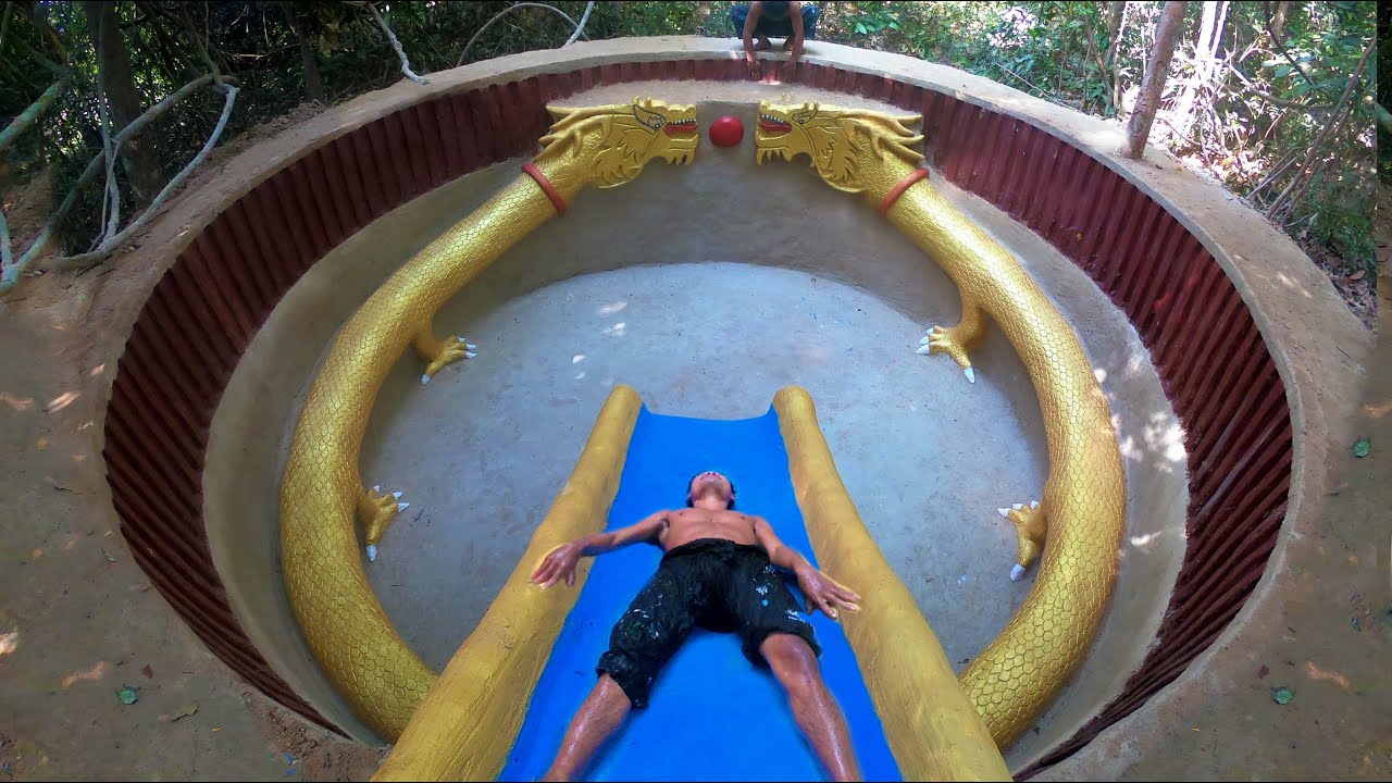 I Build Most Tunnel Waterslide To Dragon Swimming Pool Underground ...
