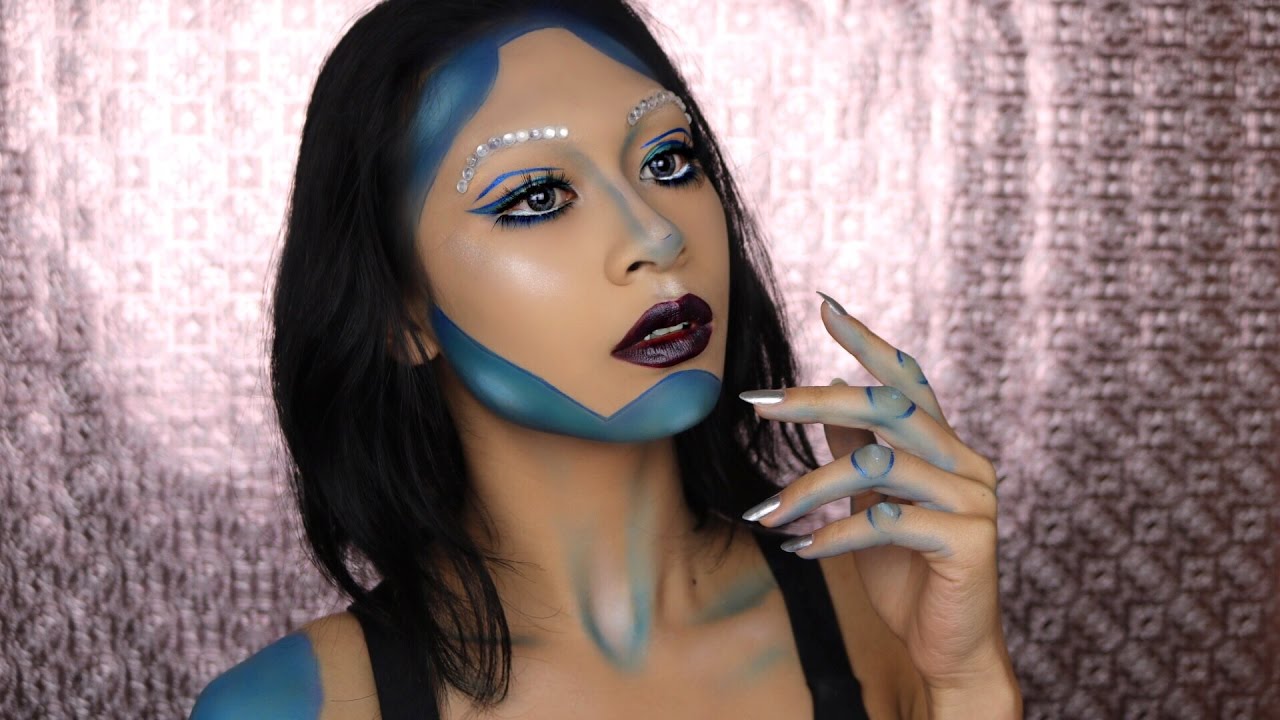Easy Blue Robot Halloween Makeup | No Face Paint || ThatsSoYin - YouTube
