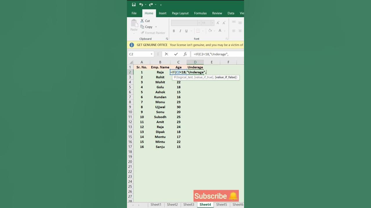 Shorts If Formula In Excelđź’š Excel Exceltutorial Learnmore Youtube