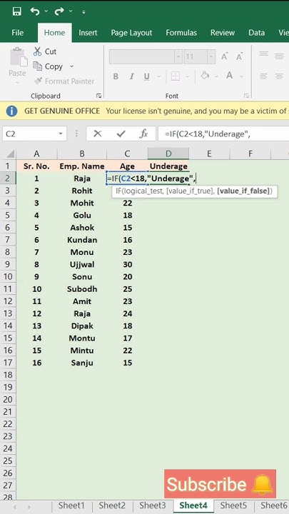Shorts If Formula In Excel💚 Excel Exceltutorial Learnmore Youtube