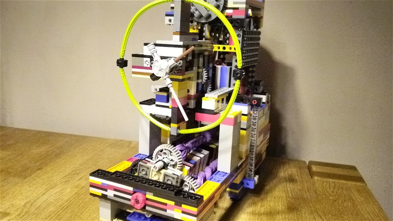 Rubberband powered lego clock with working pin lever escapement (proof ...