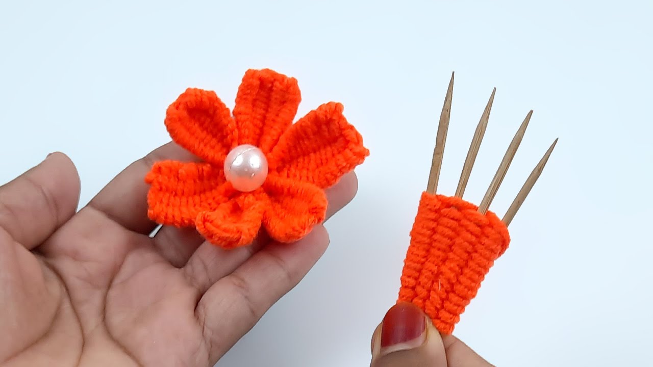 Amazing Woolen Flower Craft Idea with Toothpick - Hand Embroidery ...
