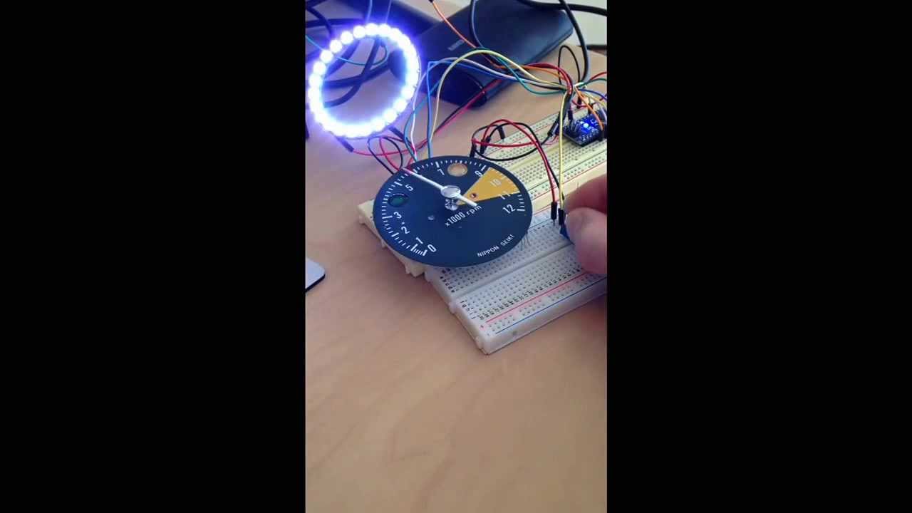 CB350 tach face with X27 stepper motor, LED ring and arduino - YouTube