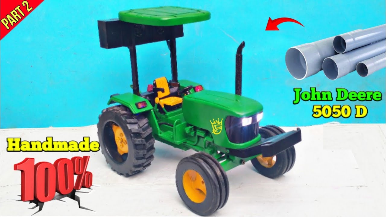 How to make John Deere Tractor with pvc pipe. Handmade Mini Tochan king ...