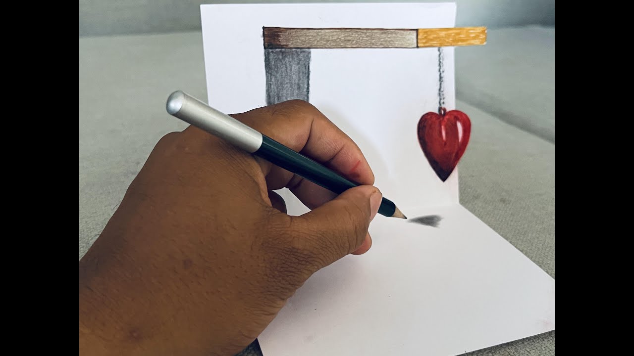 easy draw heart 3d on paper for beginners, how to draw heart 3D - YouTube