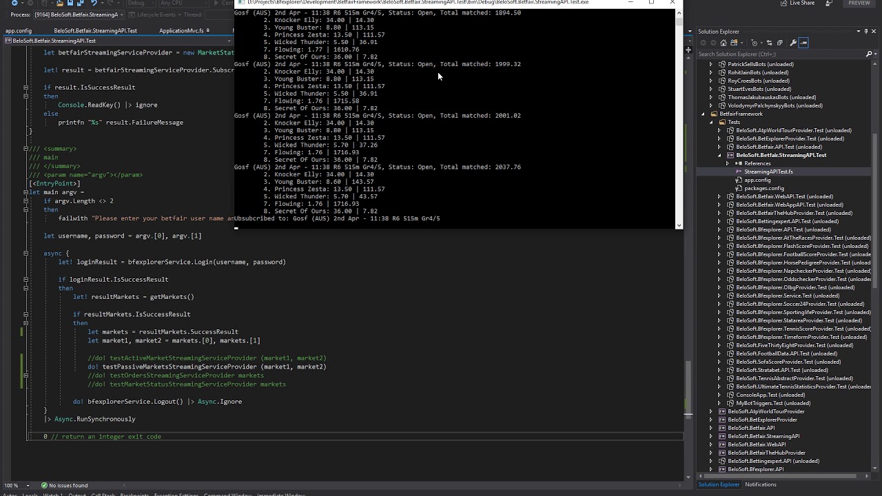 Betfair Stream API Testing - YouTube