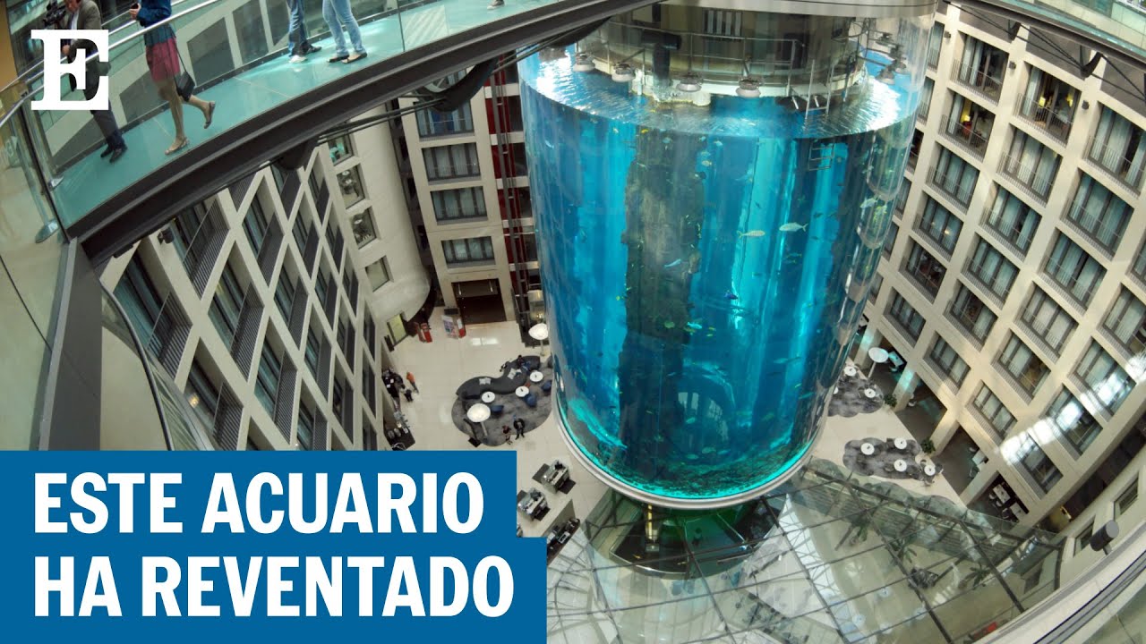 Revienta el acuario cilíndrico más grande del mundo, situado en un ...