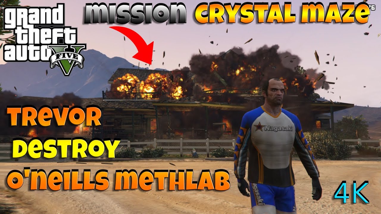 GTA 5 - TREVOR DESTROY O'NEILLS METH LAB.MISSION CRYSTAL MAZE - YouTube