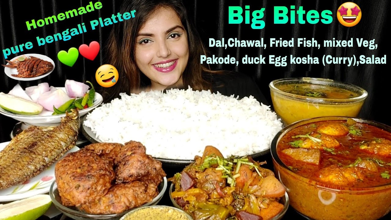 ASMR:Eating Dal Chawal🍛, Lal Lal Duck Egg Kosha(Curry)🫕,Whole Fish🐟,Big ...