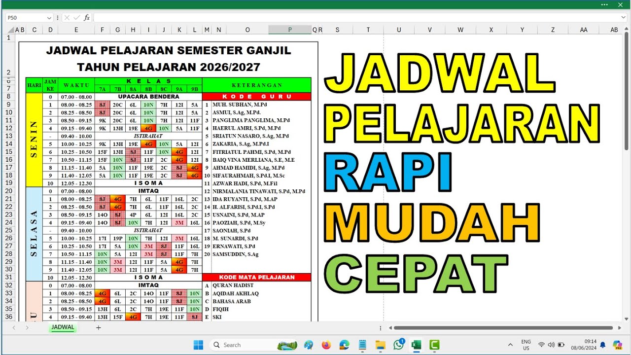 Cara Membuat Jadwal Pelajaran yang Rapi, Mudah dan Cepat - YouTube