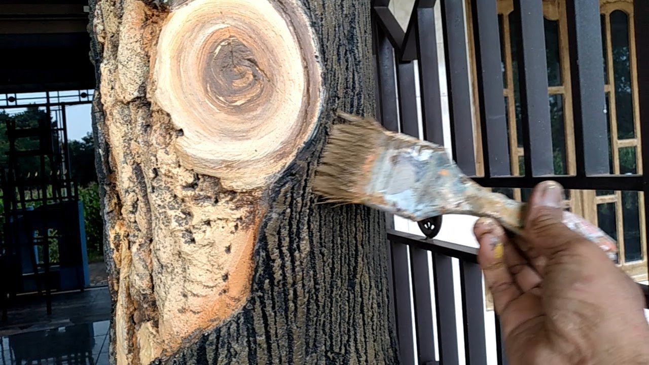 Mengecat Relief Batang Kayu Menggunakan Warna Hijau Sage - YouTube