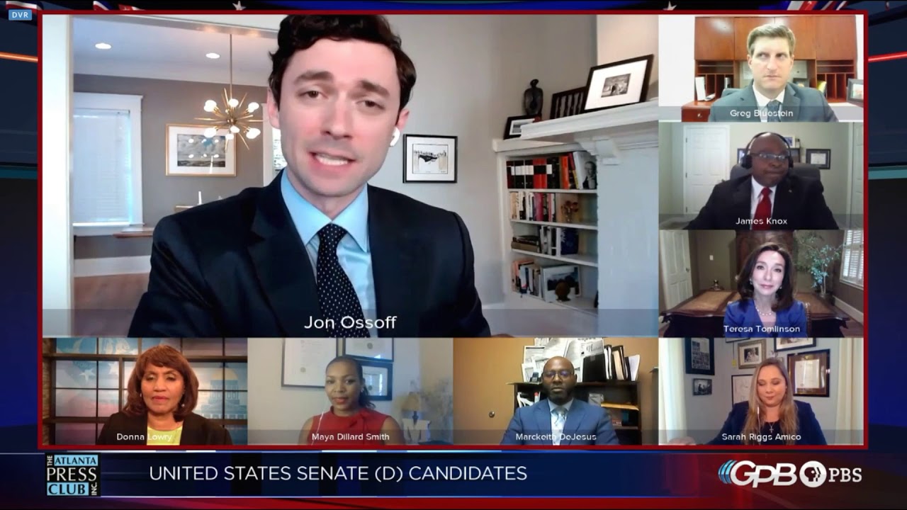 Jon Ossoff gives his closing statement at the Georgia Senate Democratic ...