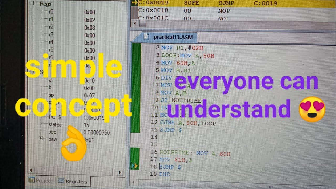 Check number prime or notprime 8051 microcontroller - YouTube