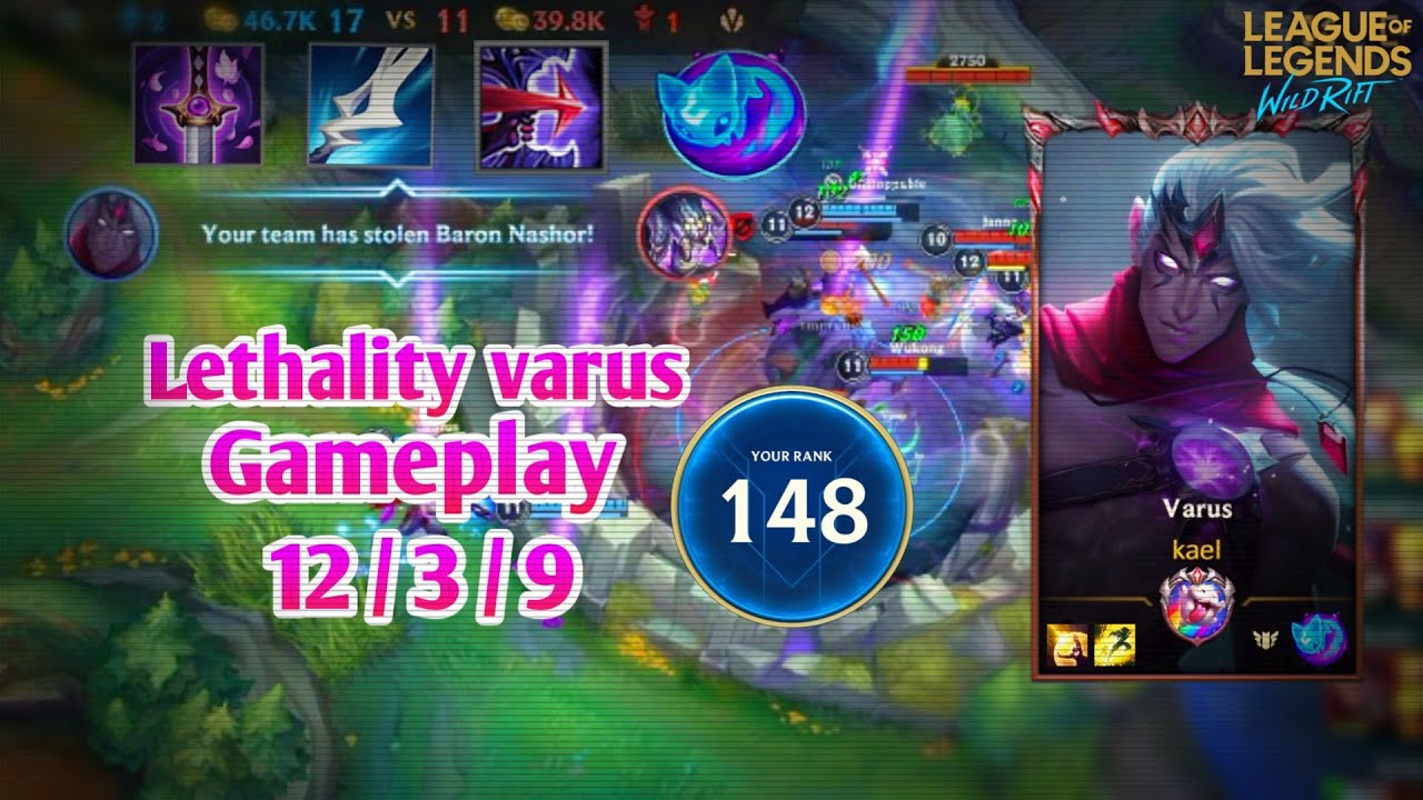 Grandmaster Varus Lethality gameplay | kda12-3-9 | Rain of Piercing ...