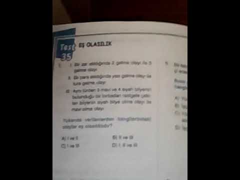 Matematik eş olasılık testini hep birlikte çözelim 😊