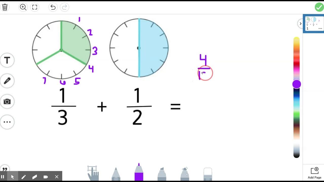 Using the Clock Model to Add Fractions - YouTube
