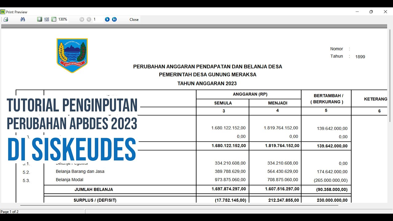 Cara Input APBDes Perubahan 2023 di Siskeudes - YouTube