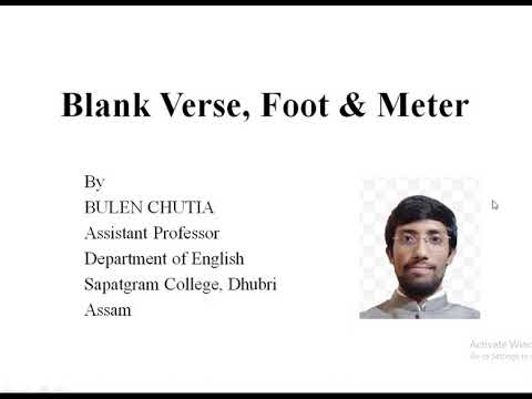 Blank Verse, Foot & Meter//Literary Terms & Devices//by Bulen Chutia
