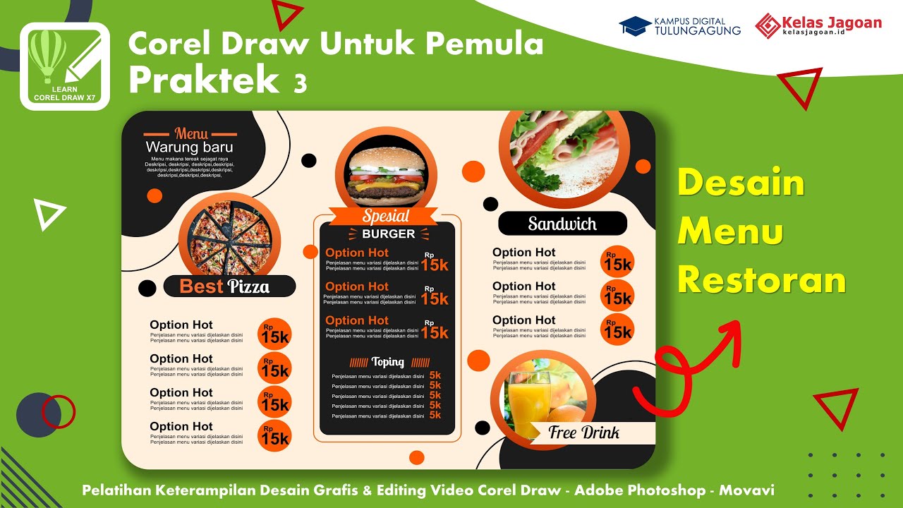 Cara membuat Desain Menu Makanan di corel draw | Tutorial 3 - YouTube